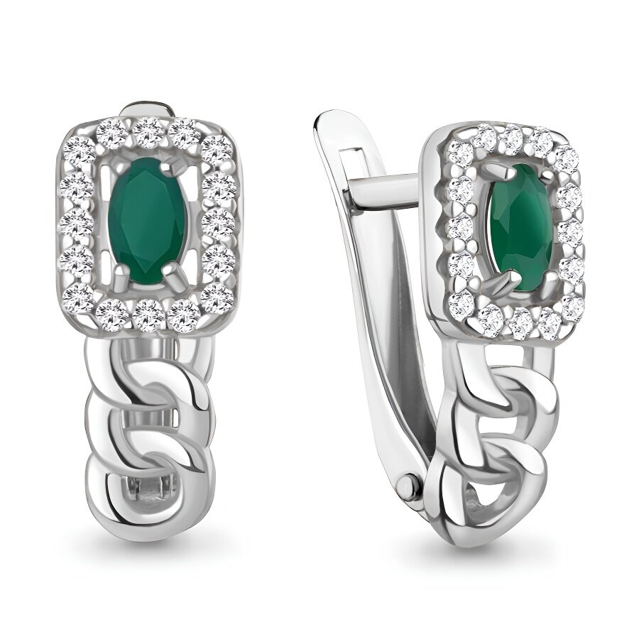 Серьги Яхонт, серебро, 925 проба, агат, фианит
