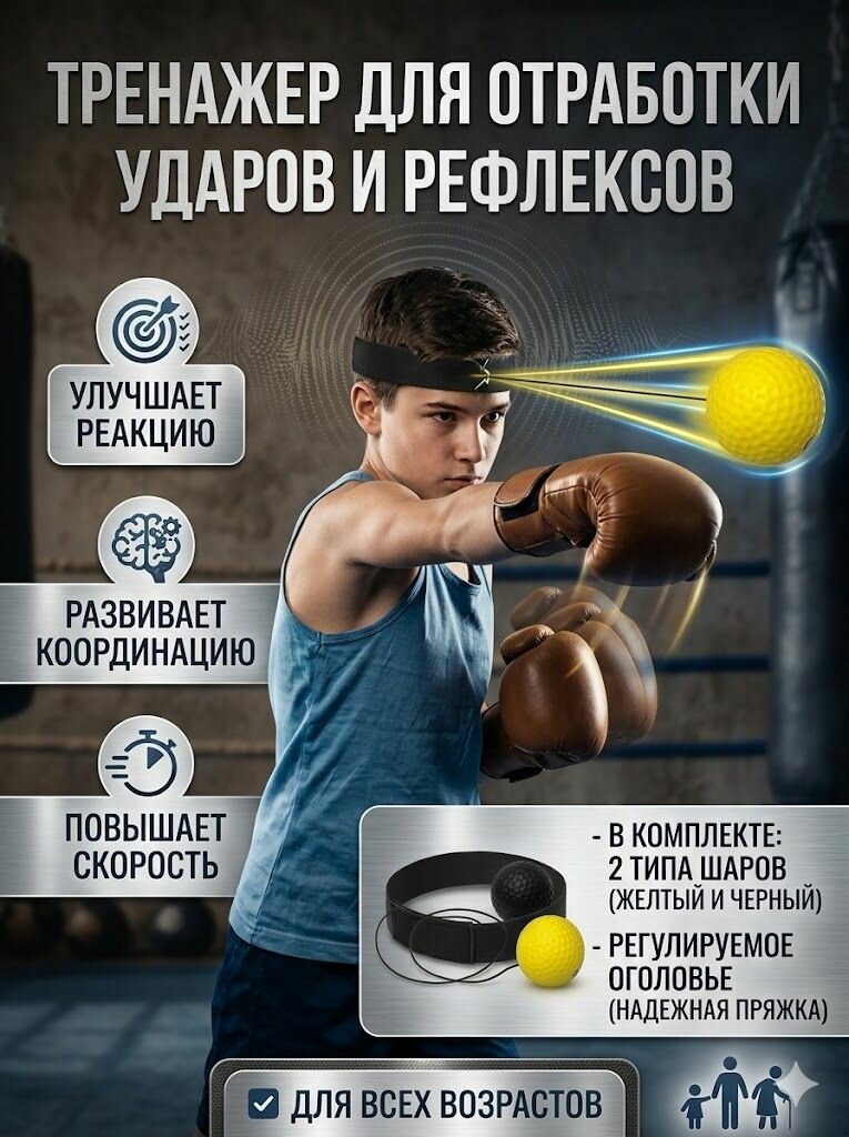 Тренажер для развития реакции Тренировочный мяч для бокса тренажер для бокса боксерская реакция