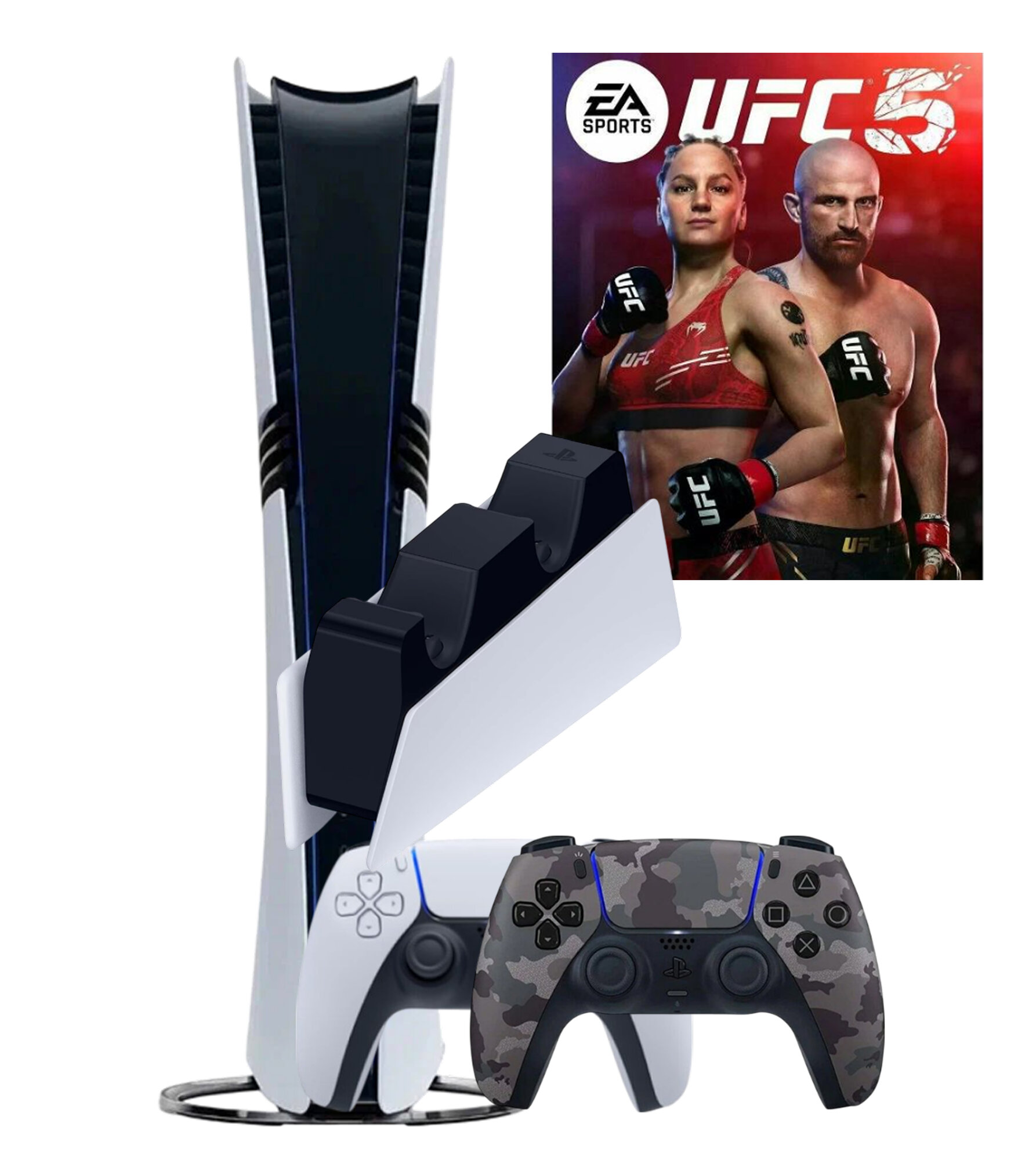 Игровая приставка PS5 Pro + игра UFC 5 + DualSense PS5 Camouflage + Dualsense Charging Station