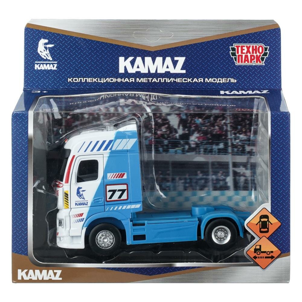 Машина металлическая Камаз Тягач Спорт, 14 см, синий, Технопарк KAMAZHEAD-14-SRT (48)