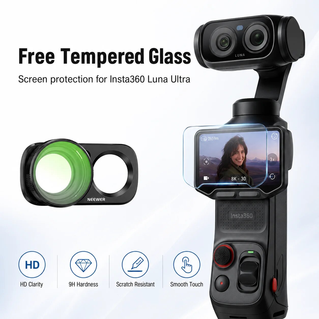 Широкоугольный объектив NEEWER 0.75x, совместимый с Insta360 Luna Ultra, HD-магнитные аксессуары для фотосъемки, объектив для экшн-камеры.