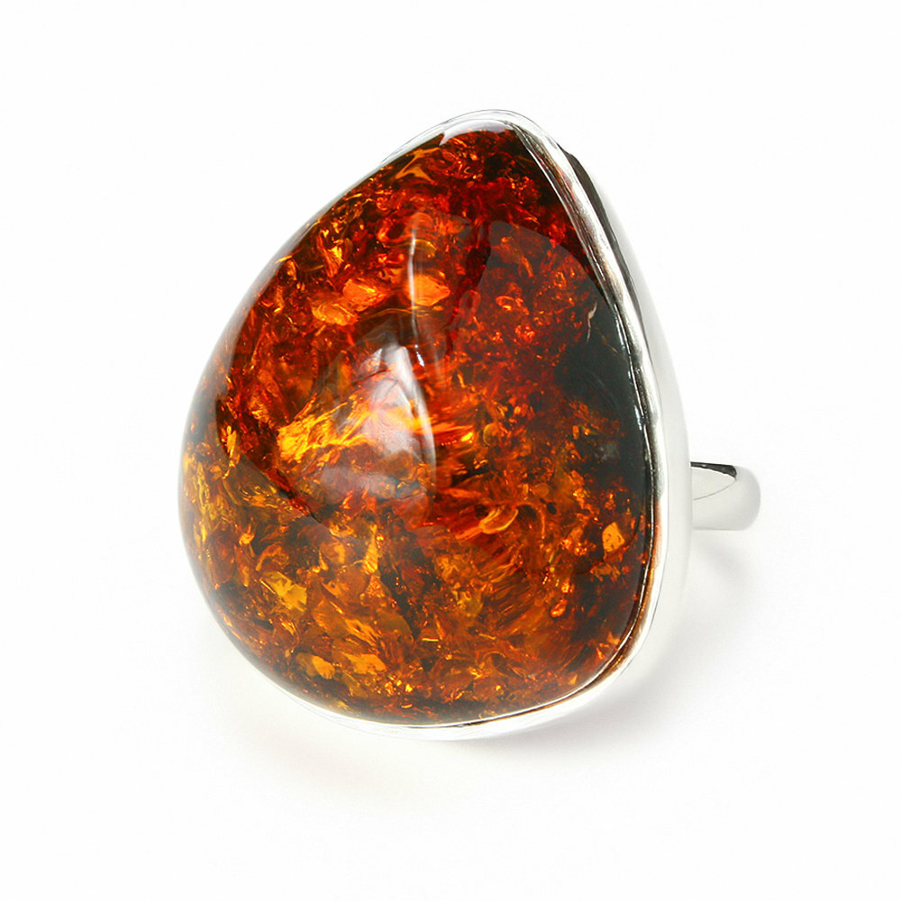 Кольцо Amberprofi, серебро, 925 проба, родирование, янтарь