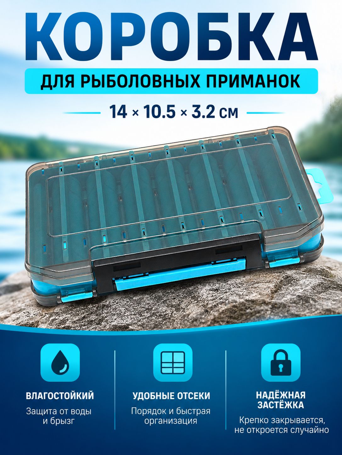 Двусторонняя коробка для хранения приманок для рыболовной приманки 14cm для блесен для воблеров для спиннинга