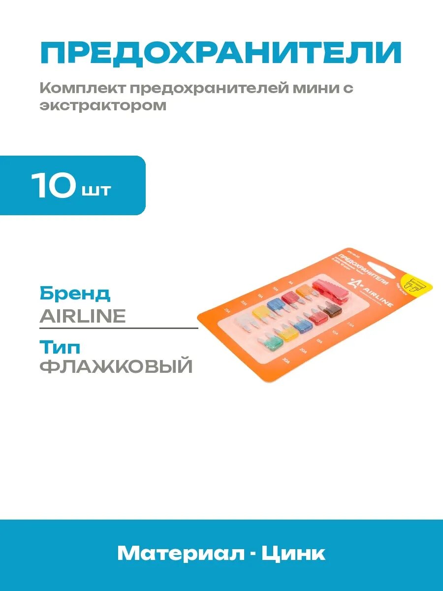 Предохранители автомобильные флажковые мини набор 10 шт
