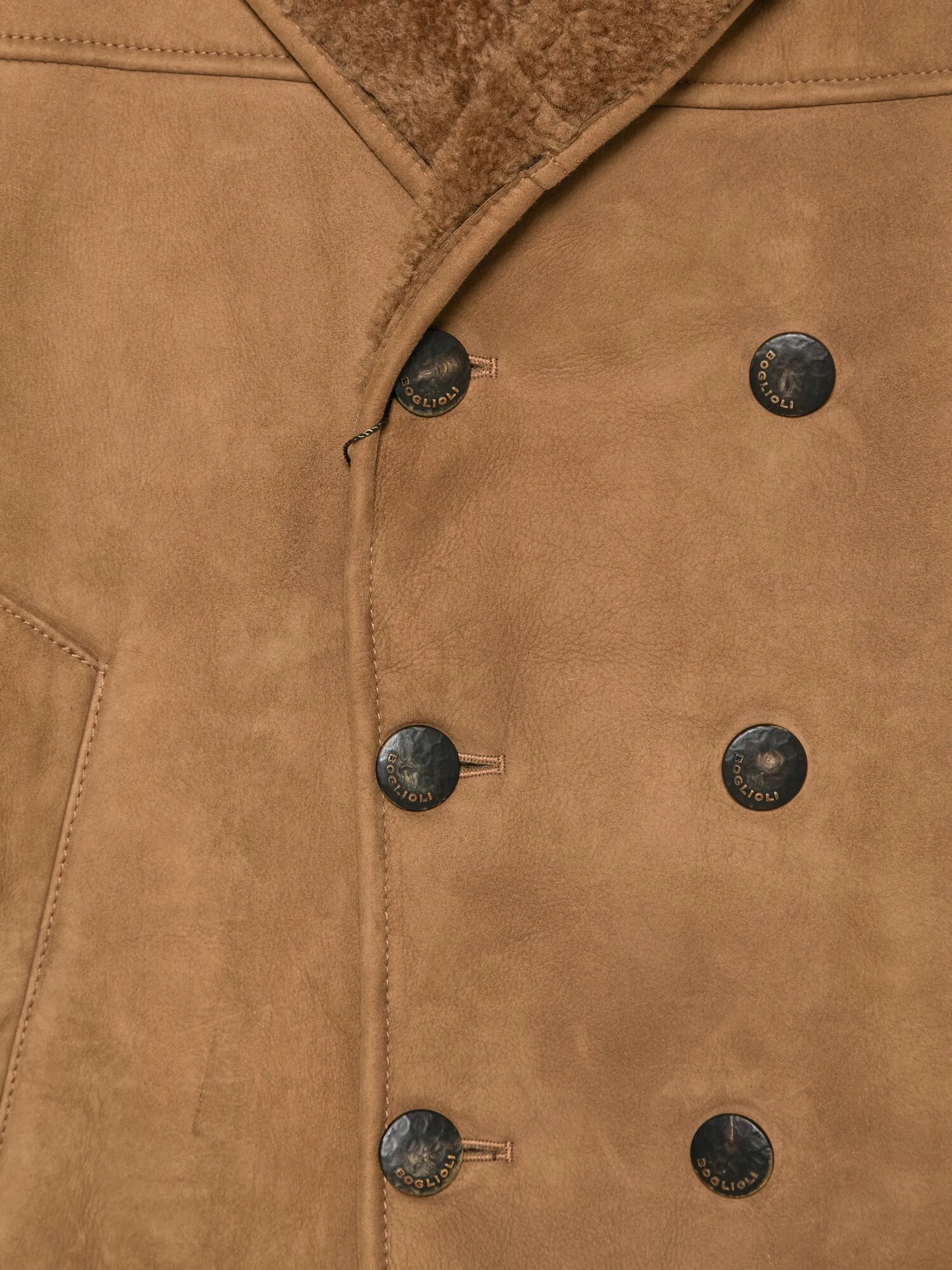 Куртка Boglioli Double-breasted leather jacket, размер 48, коричневый — фото 1