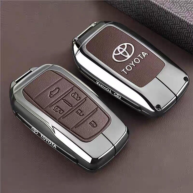 Чехол для ключа Toyota Granvia Sienna, умный 5 кнопок, коричневая кожа, одинарный чехол брелок