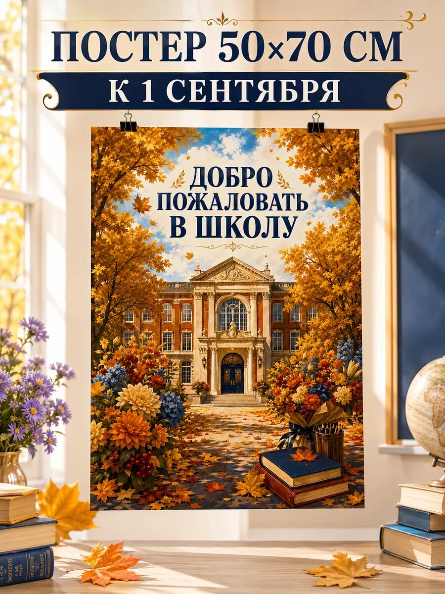 Постер на стену большой 50*70 1 сентября без рамки