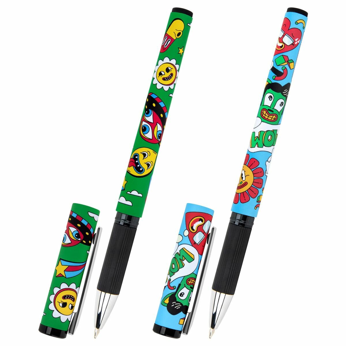Ручка шариковая Funster GRIP "Cartoon" (0.35мм, синяя, с грипом), 24шт.