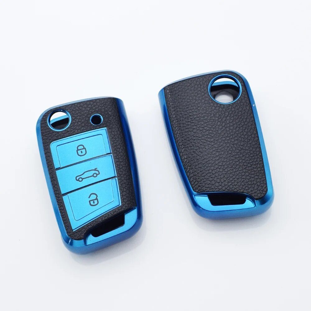 Чехол Для Ключей Из TPU Для VW Volkswagen Golf 7 MK7 Tiguan MK2 Skoda Octavia Kodiaq Blue, Синий