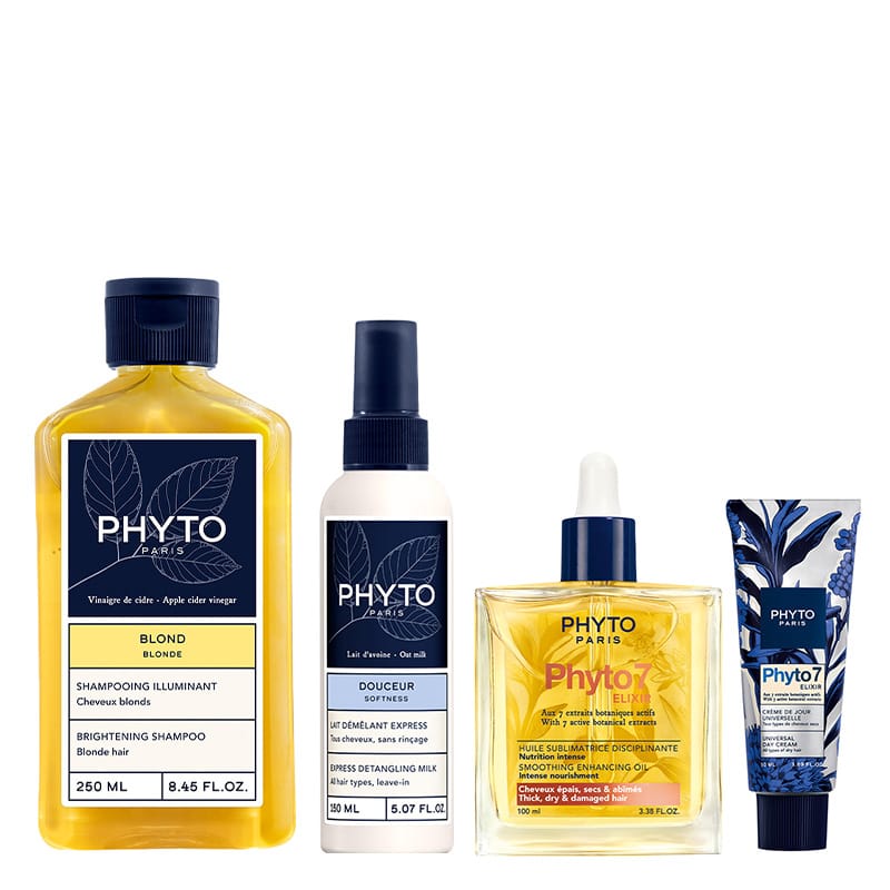Phyto Hair Care набор Придающий блеск шампунь 250 мл + Молочко для облегчения расчёсывания 150 мл + Крем для волос 50 мл + Укрепляющее масло 100 мл
