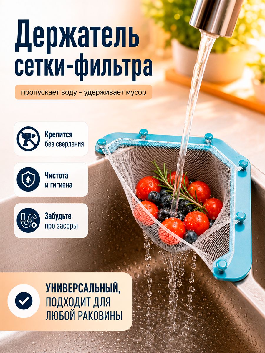 Держатель сетки-фильтра для раковины, пластик, вес 42гр, модель 2