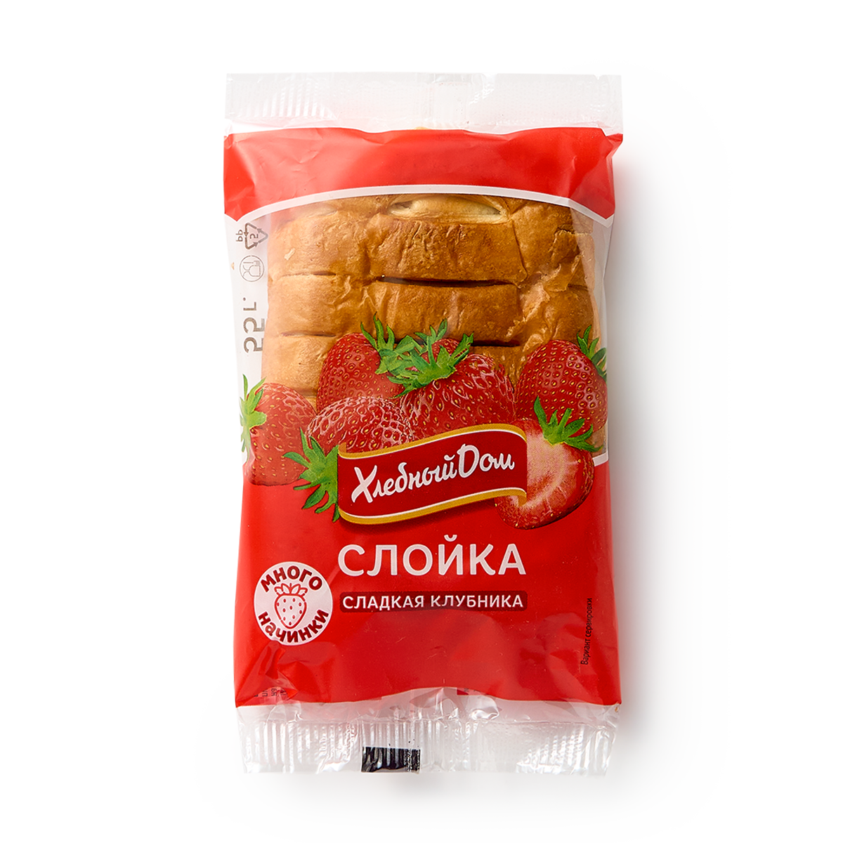 Слойка "Хлебный Дом" со вкусом нежной сладкой клубники, 55 г