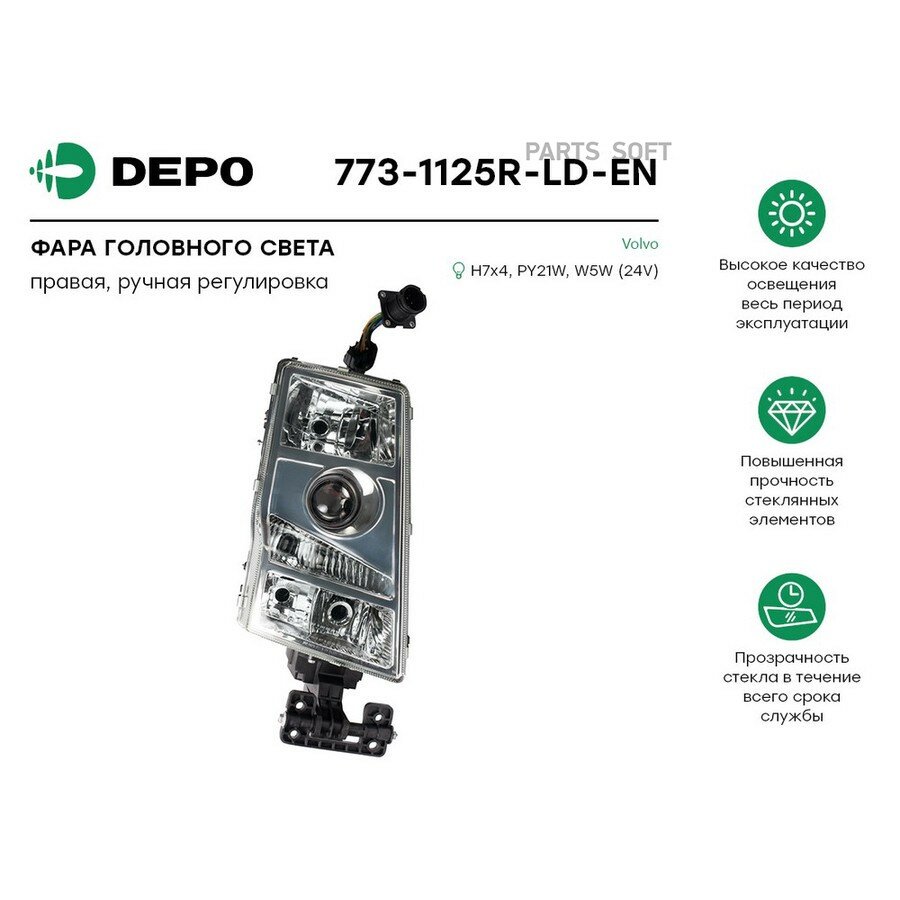 Фара правая от официального дистрибьютора, DEPO, артикул 7731125RLDEN