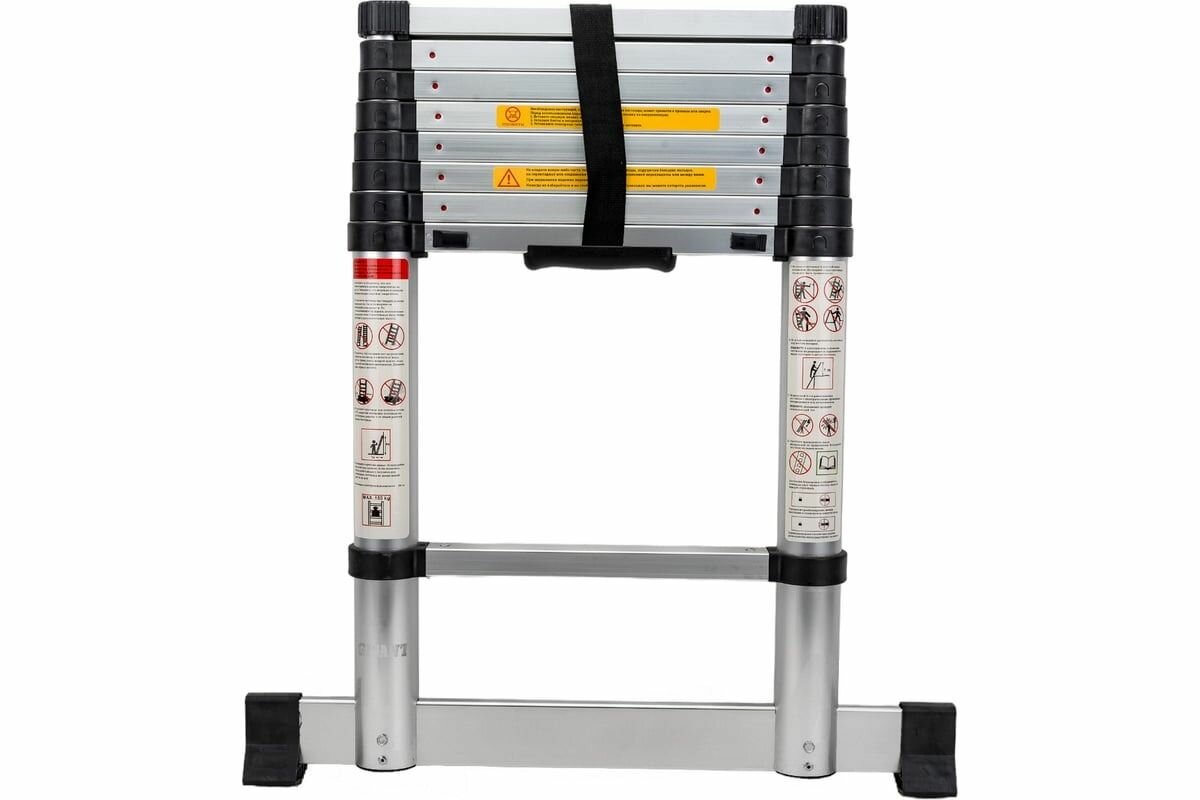 Лестница телескопическая алюминиевая Gigant 2.6м LT-01 приставная, 9 ступеней