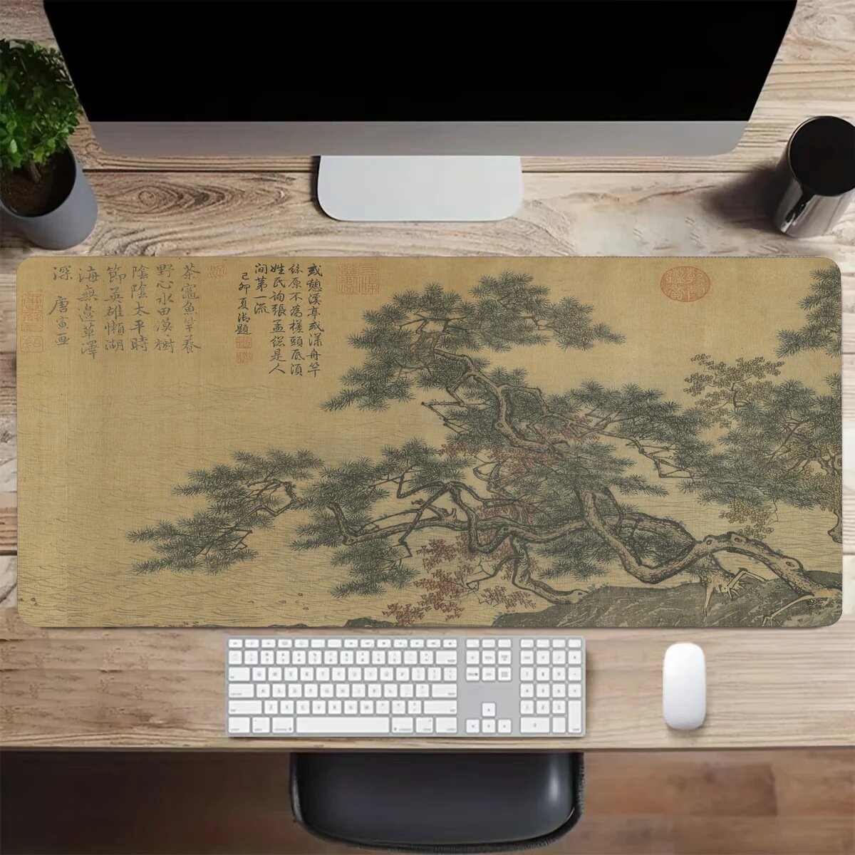 MRGLZY резиновый коврик для мыши XXL китайский пейзаж коричневый 400x900 400x800x2MM, mouse pad 3