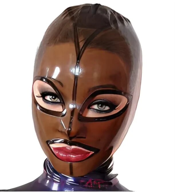 Прозрачная черная латексная маска Gummi L, Черный, black