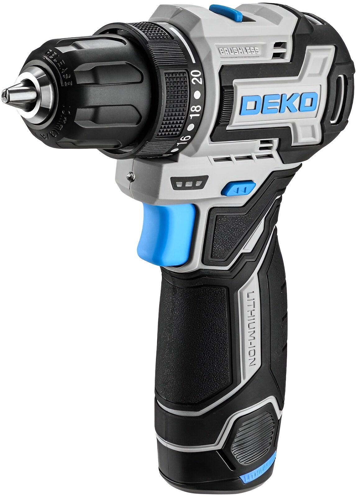 Дрель-шуруповерт аккумуляторная Deko Loner 085-1011 12V PRO, черно-серый