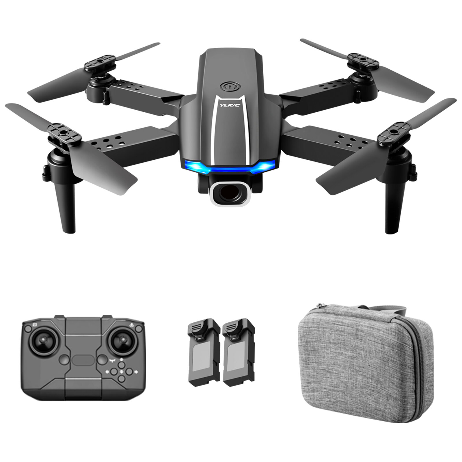 Дрон YLR/C S65 RC с камерой 4K квадрокоптер RC с функцией траекторного полета, жестовым управлением, сумкой для хранения, пакет 3 батарейки, мотор с щетками, частота 2.4Ghz, батарейка 3.7V 650mAh, вес дрона 59г, размер 13*11*4см (развёрнутый), 9*5.5*4см