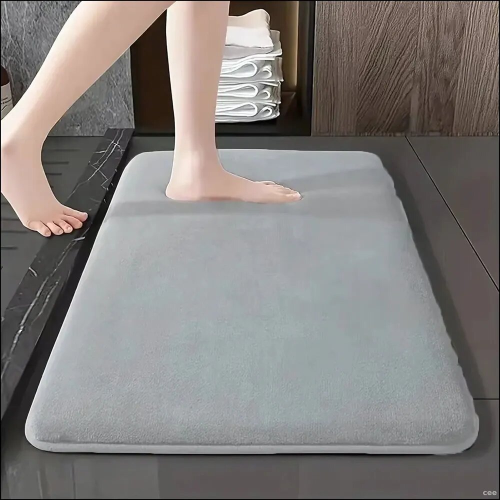 Коврик для ванной 80x120 см мягкий, серый из микрофибры для ванной комнаты