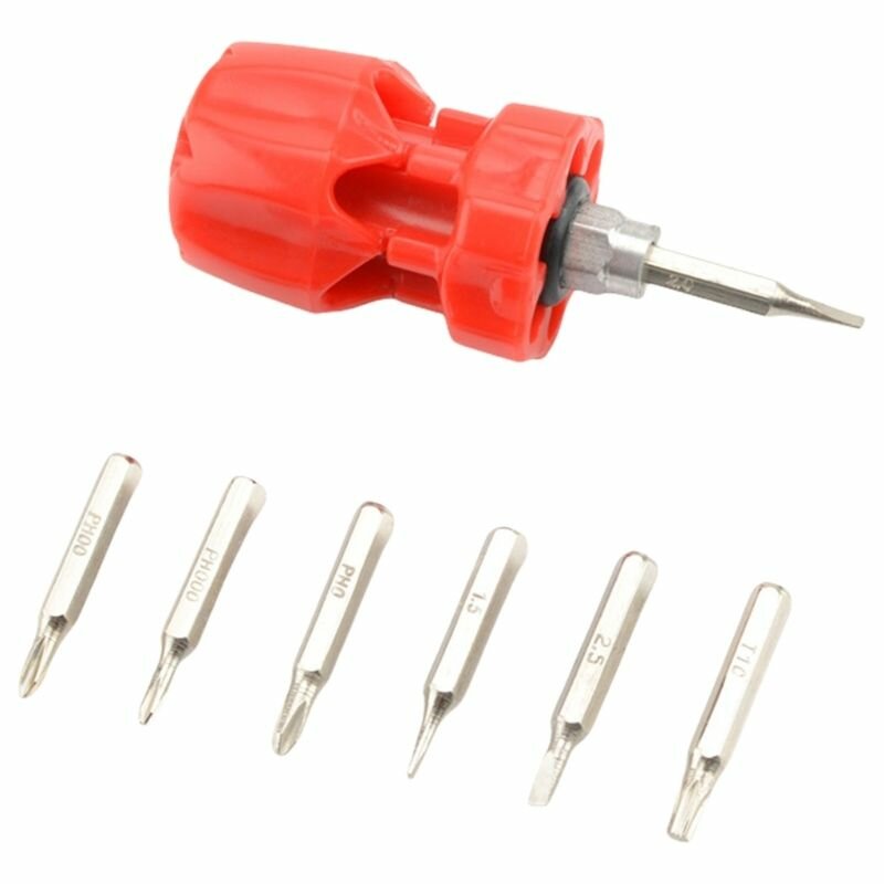 (1 компл.) Ручной инструмент, набор отверток, 7 предметов - красный