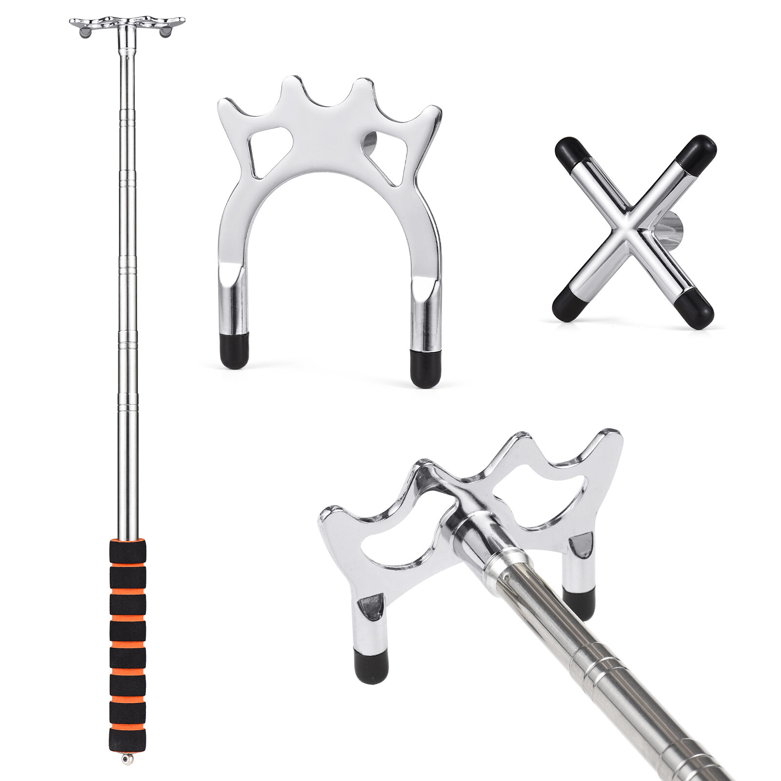 Выдвижной бильярдный кий для бриджа, пула и снукера с 3 съемными латунными головками.