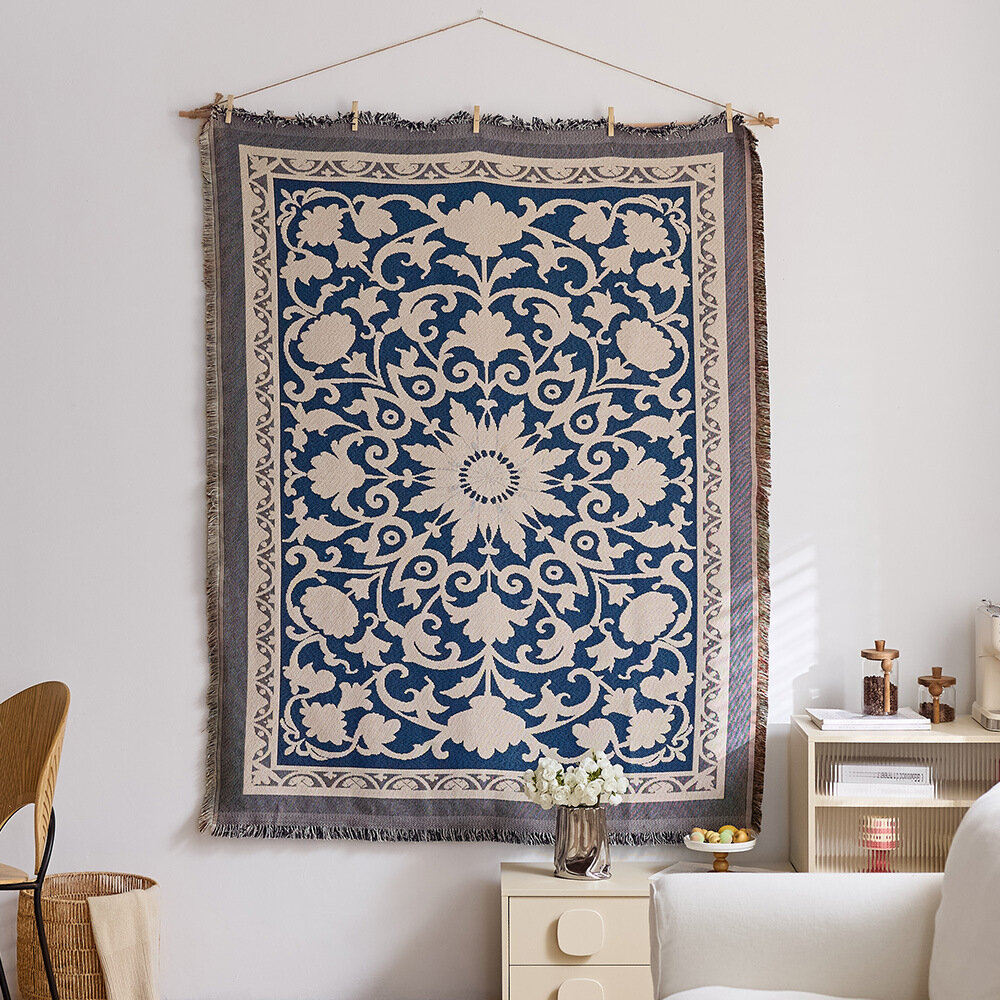 Винтажная ткань с изображением звезд, луны и облаков, стиль искусства, тканевая подвесная картина, декор для стен, фоновая ткань, хлопковая пряжа, таселевая гобелен