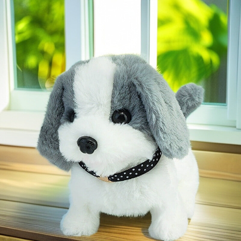 Электрическая игрушка-симулятор щенок 2025 детская игрушка собака будет ходить Ошейник Сент-Бернар Серый Обычная