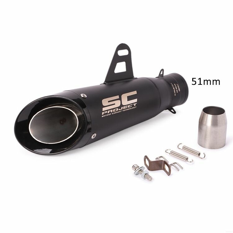 Глушитель прямоток универсальный SC Project выхлопная труба для мотоцикла / на питбайк и квадроцикл 51 мм / мопед