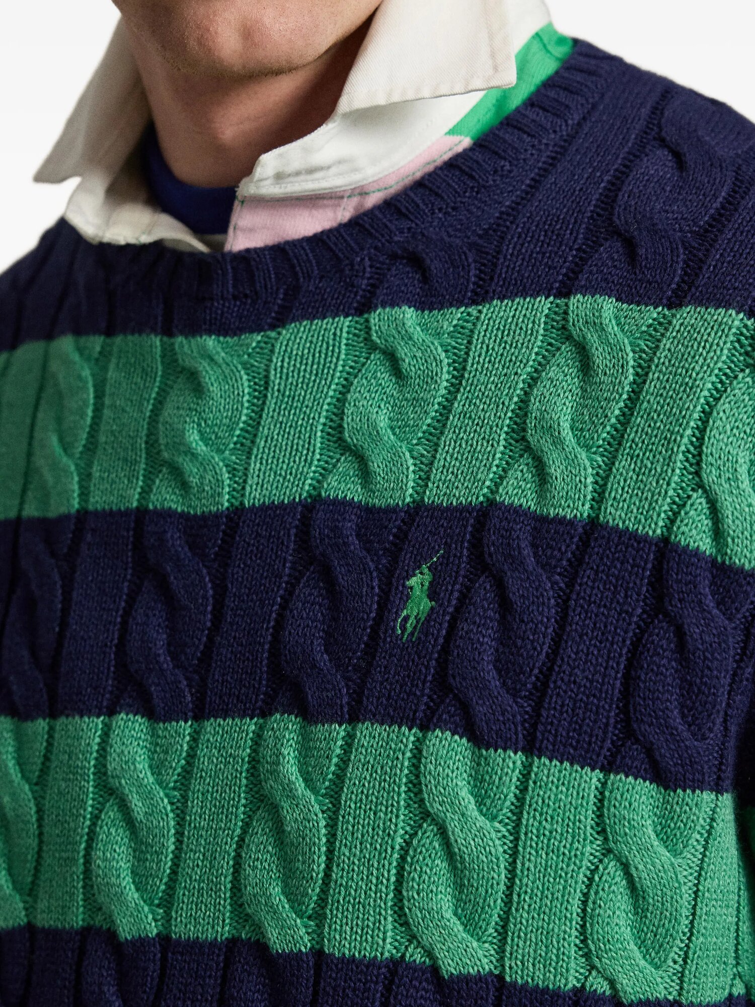 Свитер Polo Ralph Lauren Striped cable-knit sweater, размер XS, , blue — фото 1