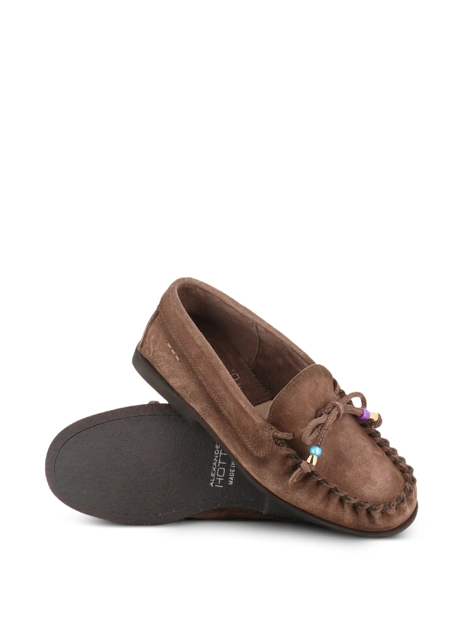 Лоферы Alexander Hotto Beaded-embellishment tie loafers, размер 37,5, brown — фото 1