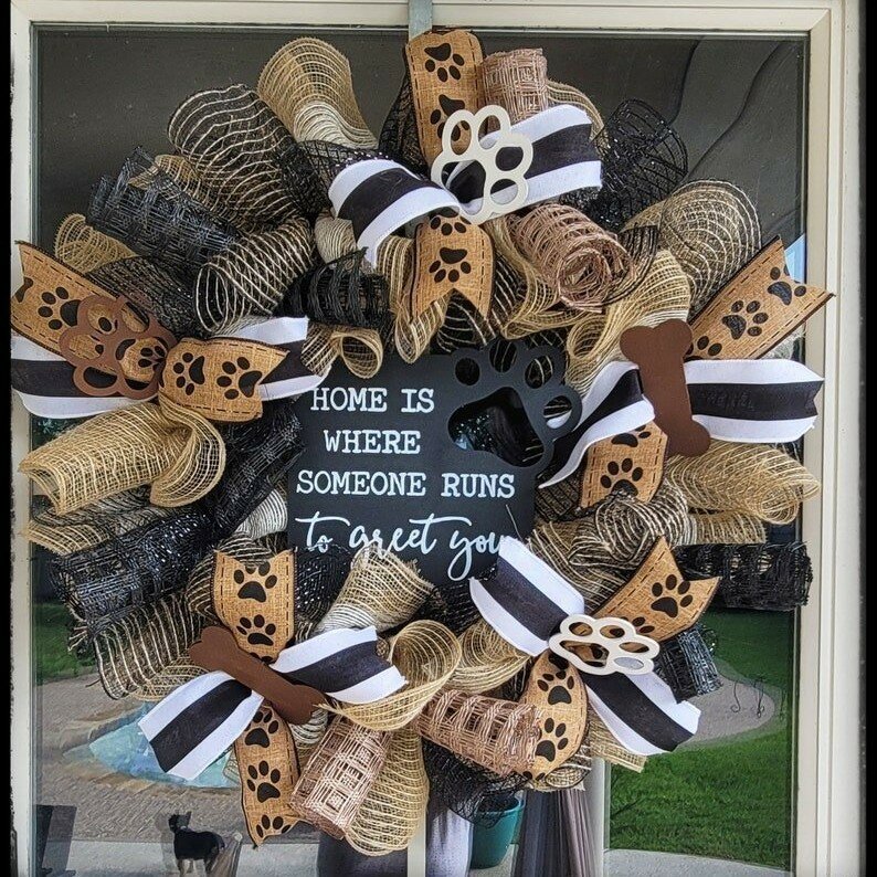 Новый американский венок для любителей собак, европейская и американская симуляция, подвеска на дверь, подвеска на окно, настенное украшение, подарок