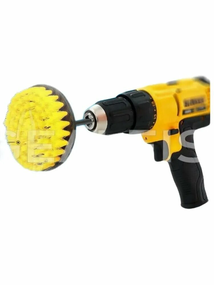Набор щеток насадок на дрель и шуруповерт / Щетки для шуруповерта для чистки, мойки, полировки, 3 предмета, желтый