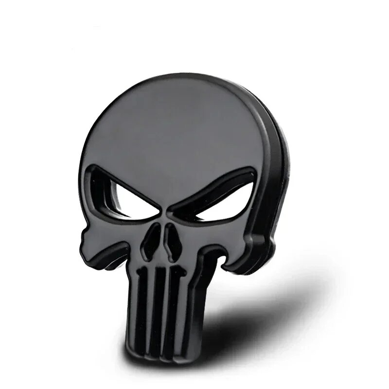 Металлический череп Punisher, наклейка на авто, черный