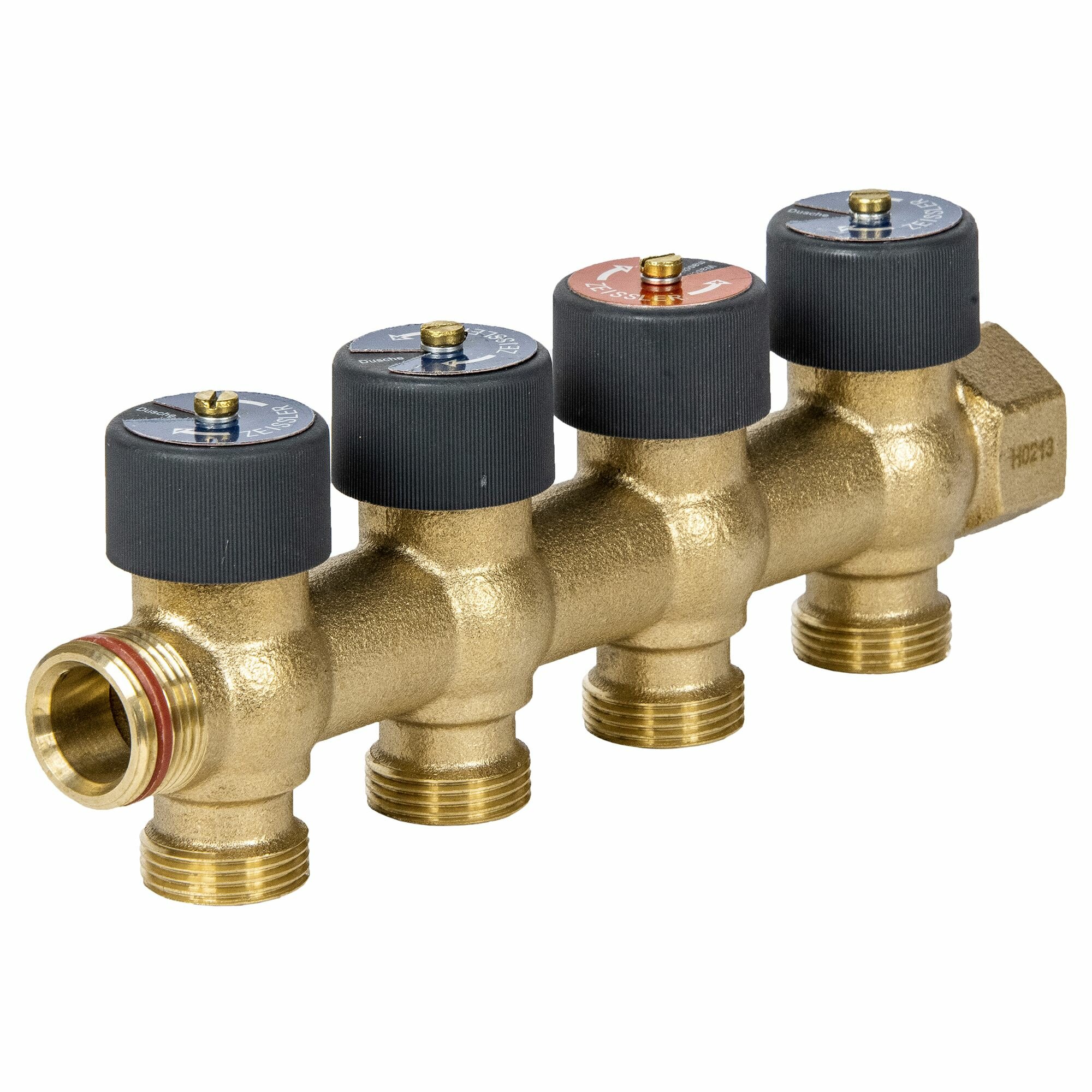 Коллектор для водоснабжения 4 выхода - 3/4"х3/4", регулирующий из бронзы, Zeissler, ZSc.403.0504E