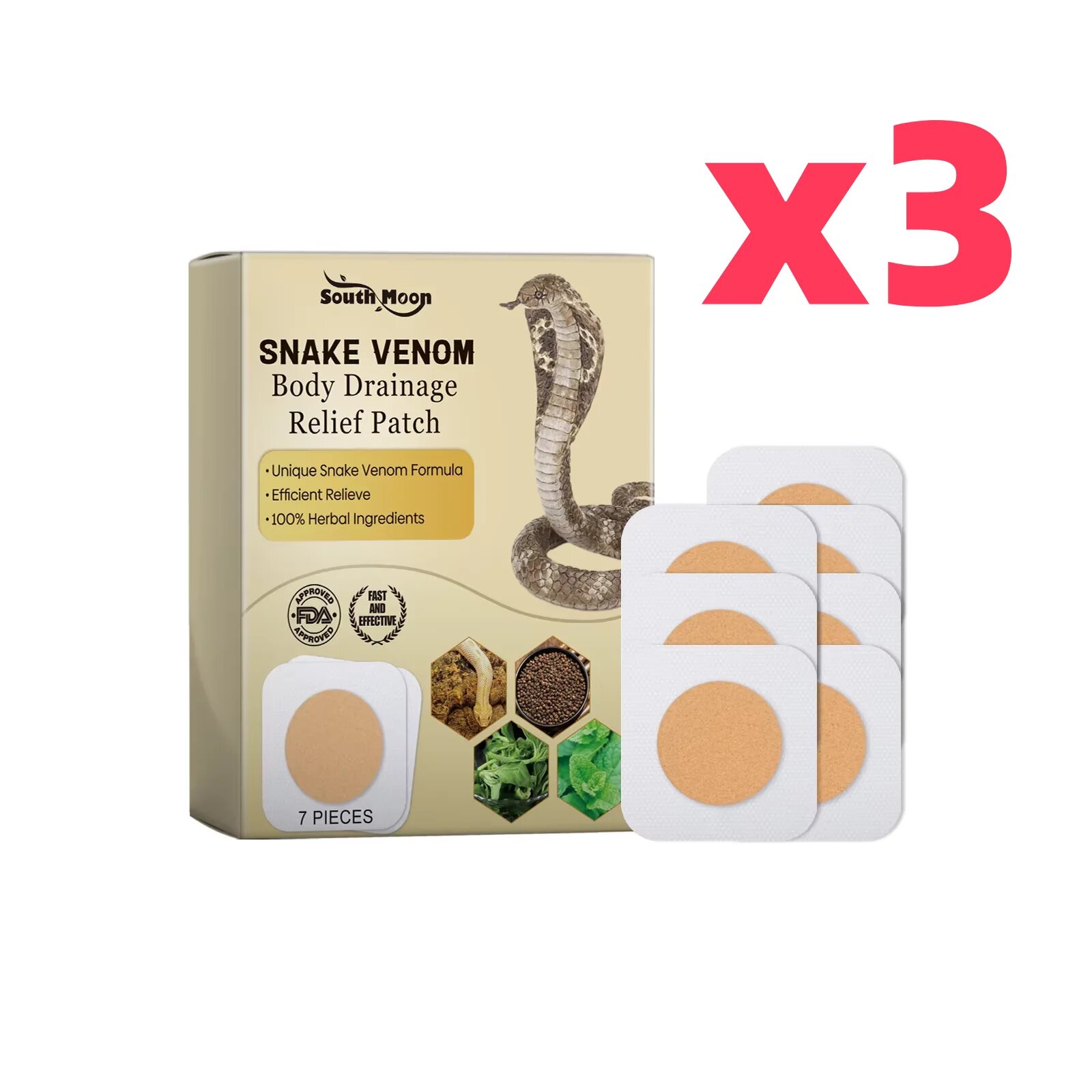 Лимфодренажные пластыри SOUTH MOON для похудения 21pcs Boxed