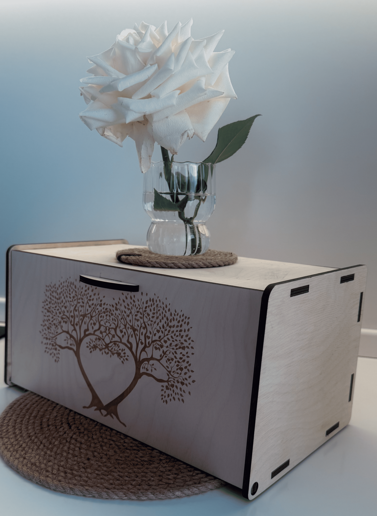 Хлебница ЭКО, деревянная с крышкой, 36x20,5x17 см, цвет светло-бежевый "ДВА дерева"