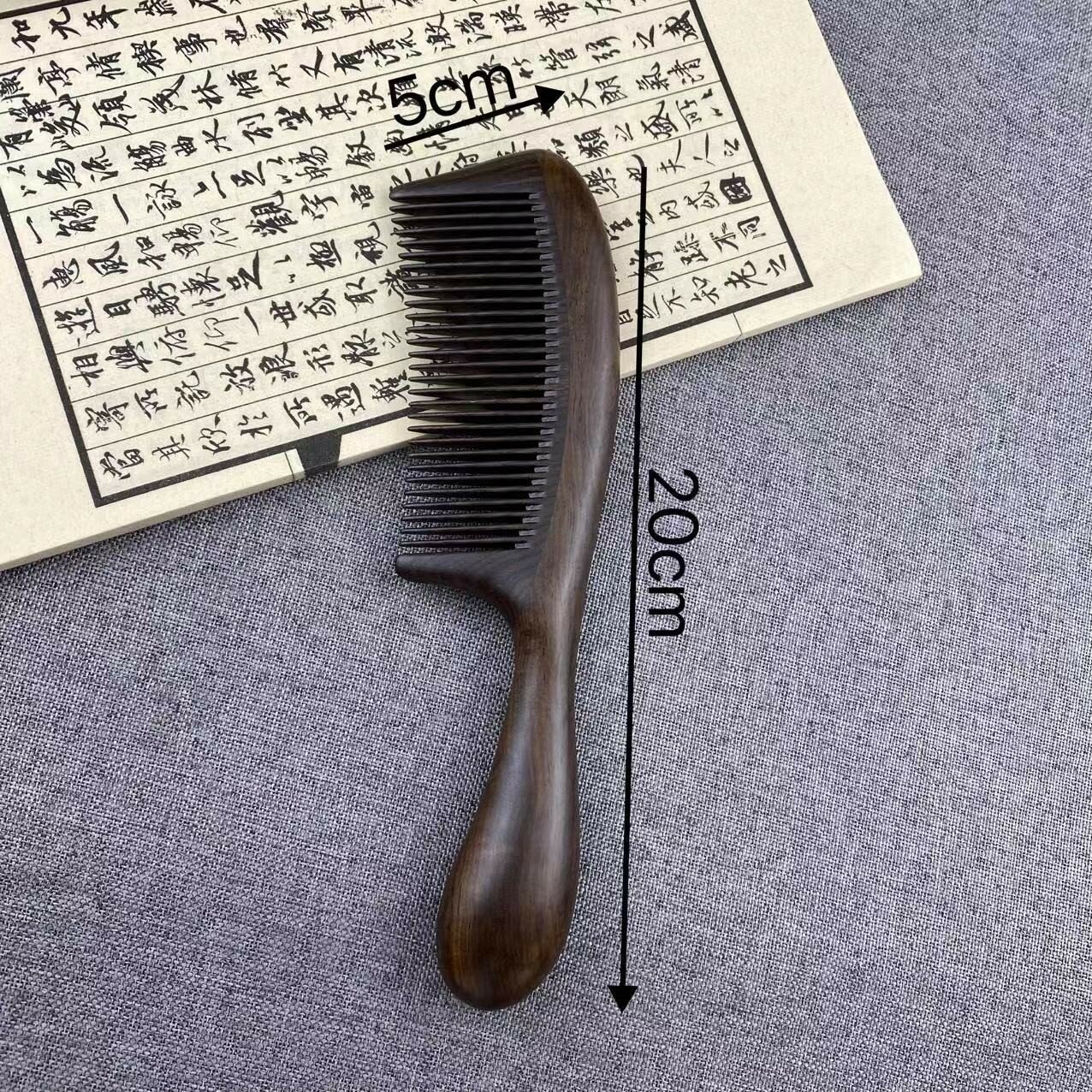 Натуральный эбеновый массажный гребень для домашнего использования, широкозубый деревянный гребень, массажный широкозубый гребень, деревянный гребень для завивки, оптовая продажа