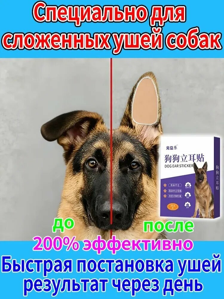 Лента для фиксации ушей собакам Невидимая, дышащая, для пород: немецкая овчарка, той-терьер, чихуахуа
