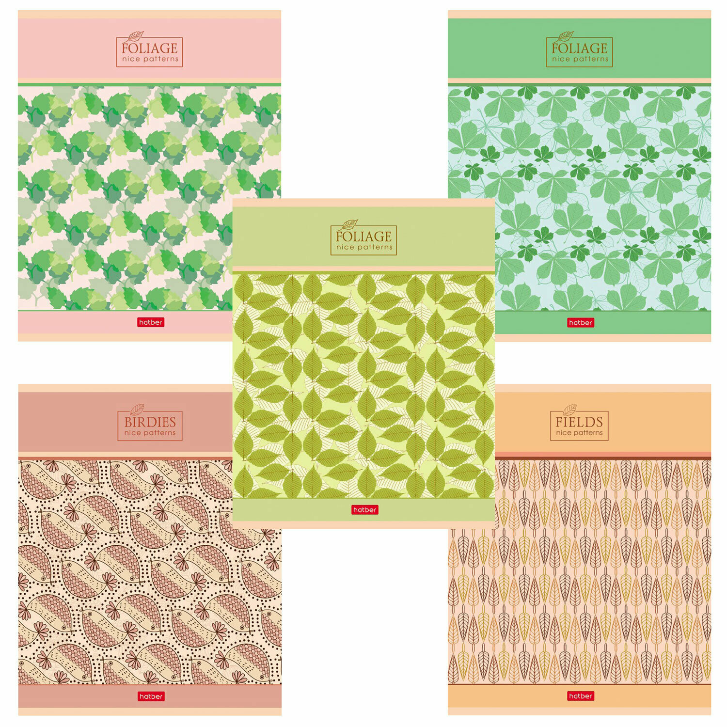 Тетрадь Hatber а5 96 л, скоба, клетка, обложка картон, тиснение, паттерн, 5 видов (96Т5тВ1)