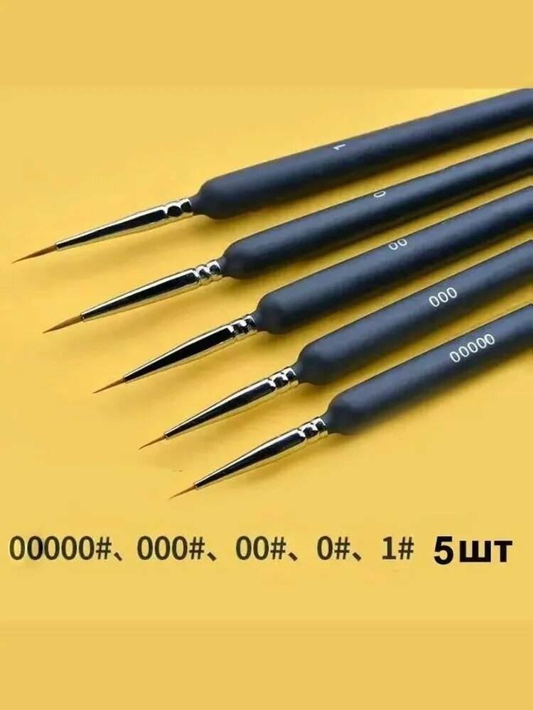 5шт. Набор кистей для моделирования миниатюр "Миниатюра" (00000, 000, 00, 0, 1), Темно-синий