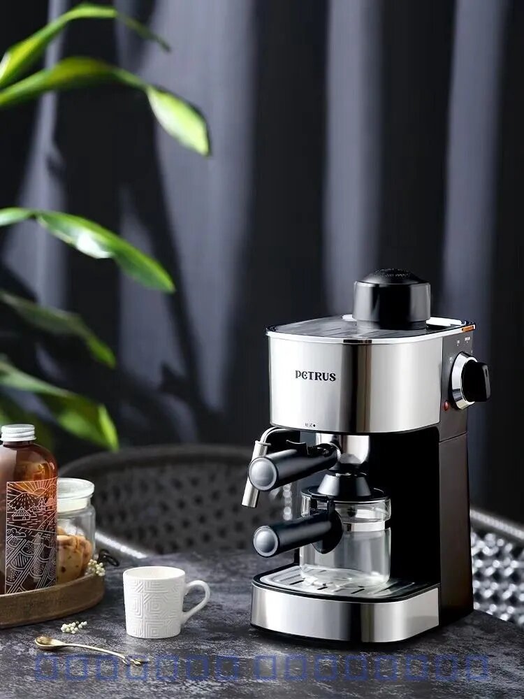 Кофеварка PETRUS CM6819, черная, гейзерная, для приготовления кофе, сталь