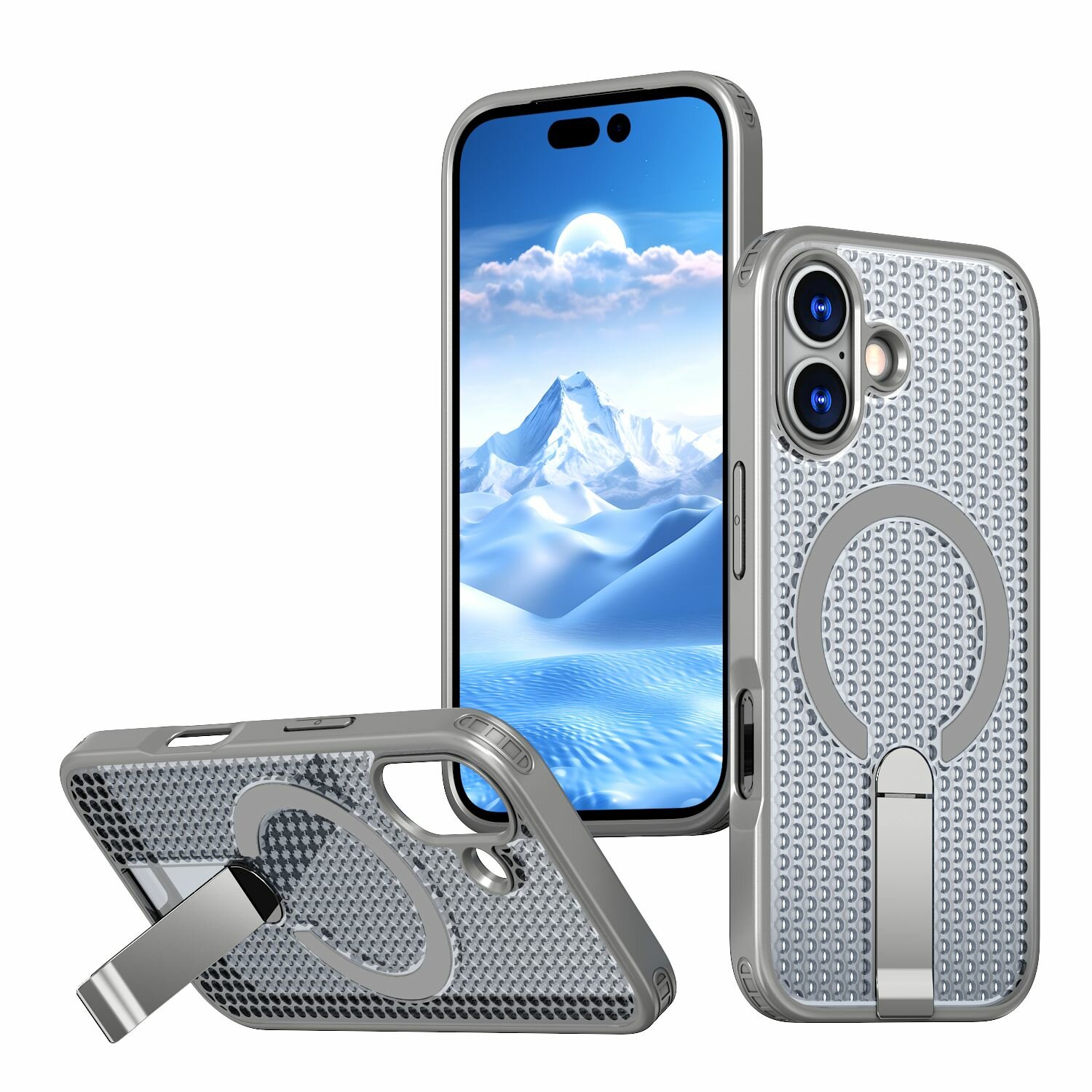 Прозрачный чехол Mesh Pro Magnetic Case для iPhone 17 (серый)