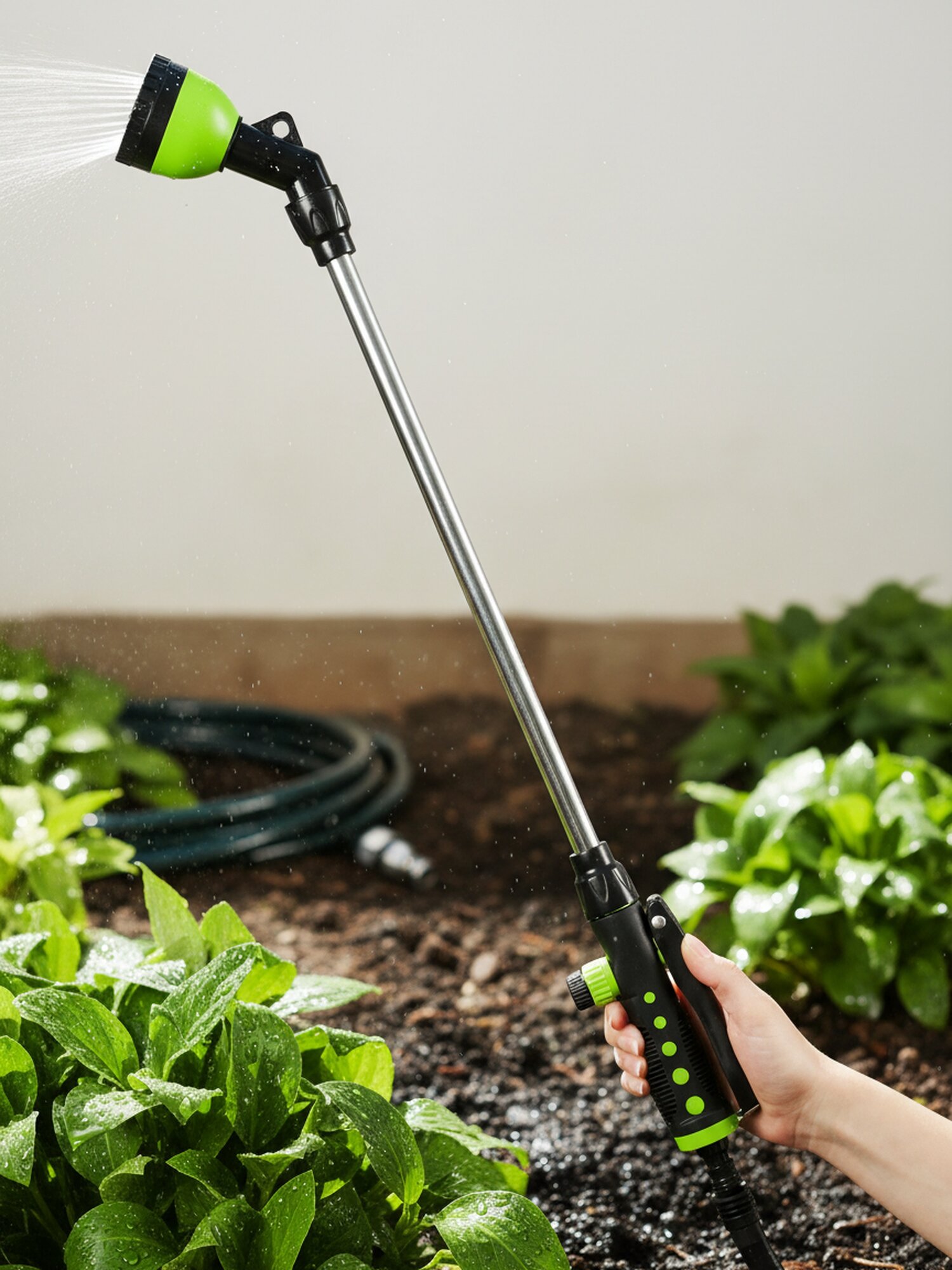 Насадка для полива Grandy JS-9395, 7 режимов, 70 см, быстросъемная лейка-душ, огород, газон, черная, пластиковая