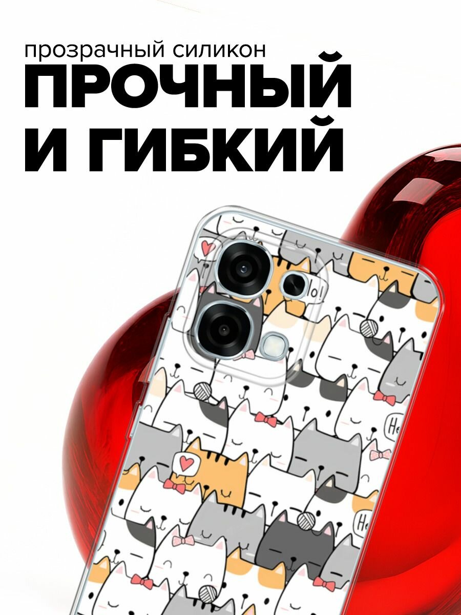Силиконовый чехол на Oppo A6 Pro / Оппо A6 Про с принтом Милые котята — фото 1