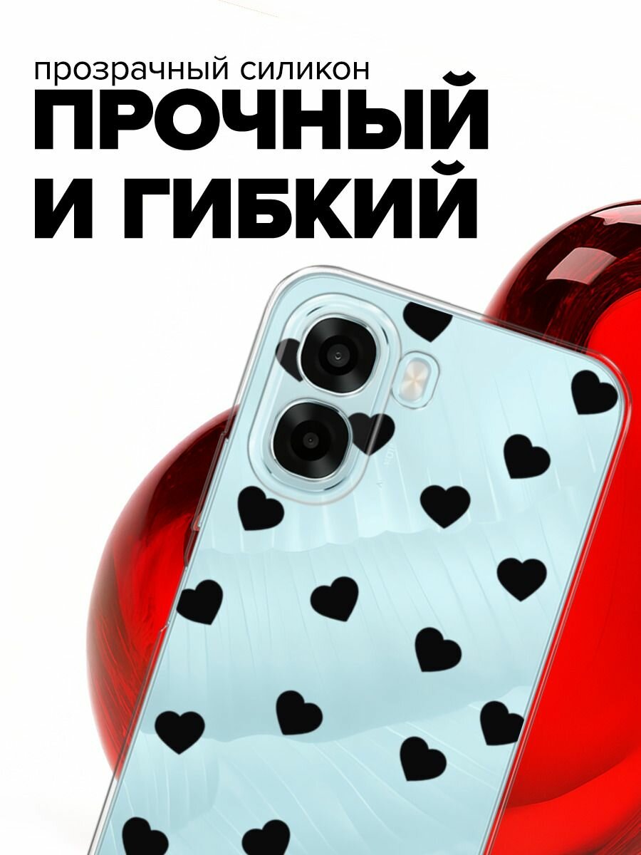 Силиконовый чехол на Oppo A6x / Оппо A6x с принтом Сердечки минимализм — фото 1