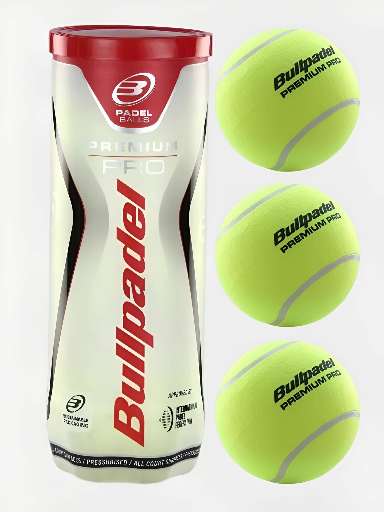Мячи Bullpadel Premium Pro , для падел-тенниса, жёлтые, 3шт.