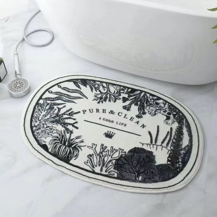 Противоскользящий коврик для двери из искусственного кашемира, style4 Bath Mat, 40 см х 60 см, Ширина: 40 см•белый2