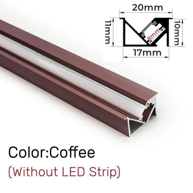 Кофейный алюминиевый профиль для LED 0.5mx3pcs