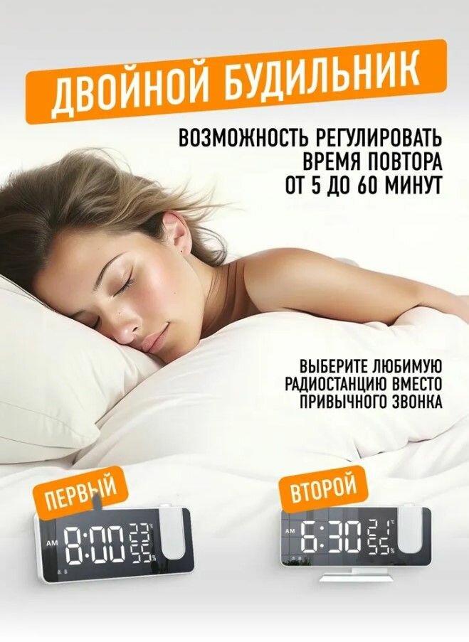 Умный проектор с будильником, LED-экраном и радио стильное многофункциональное устройство для дома
