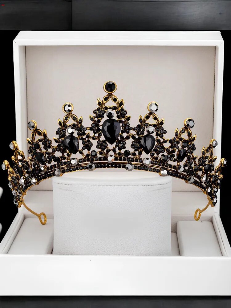 Диадема женская черная Bijule, металлическая корона, 1 шт.